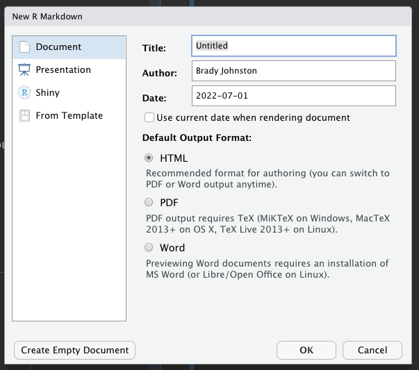 Centre for Applied Bioinformatics R Workshop - R Markdown